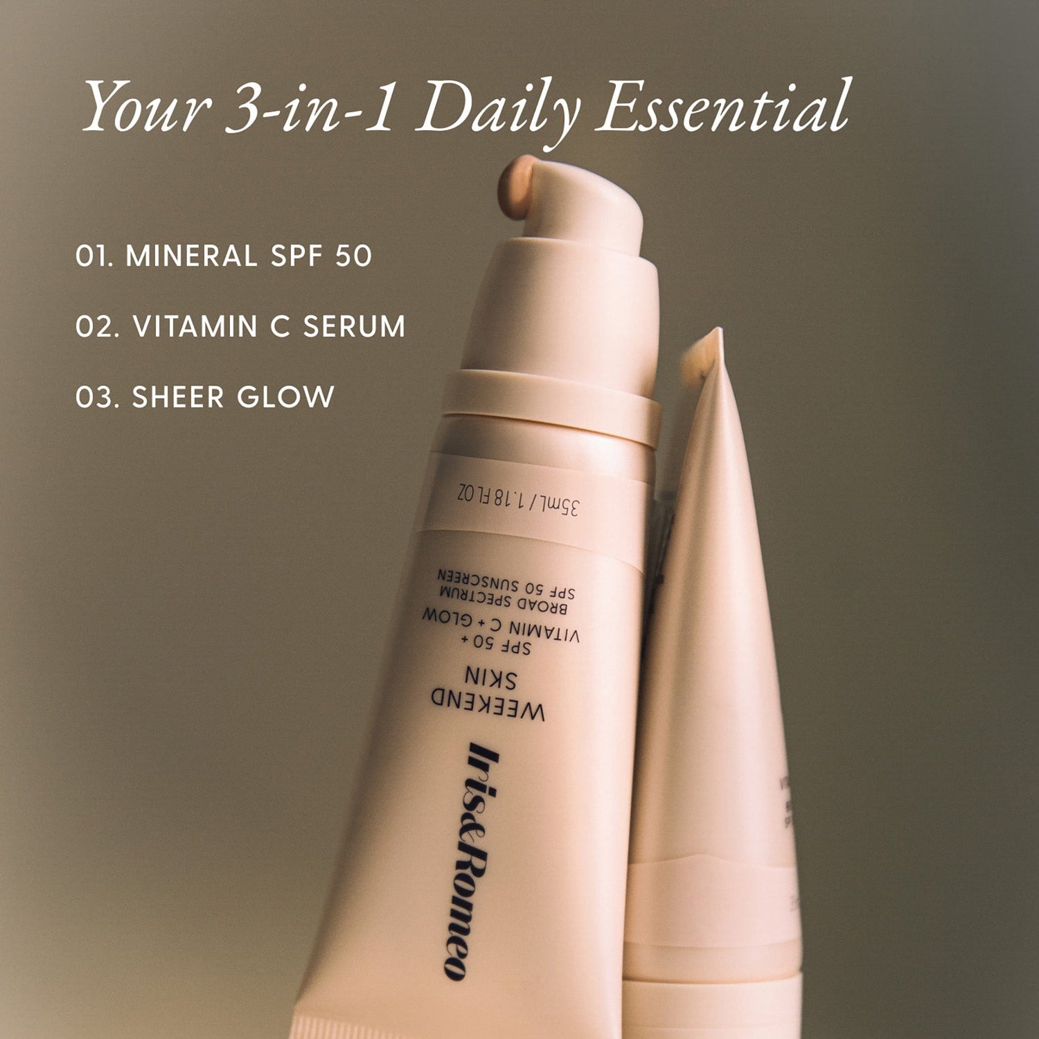 Weekend Skin SPF50 Tinted Sunscreen with Vitamin C | Iris&Romeo