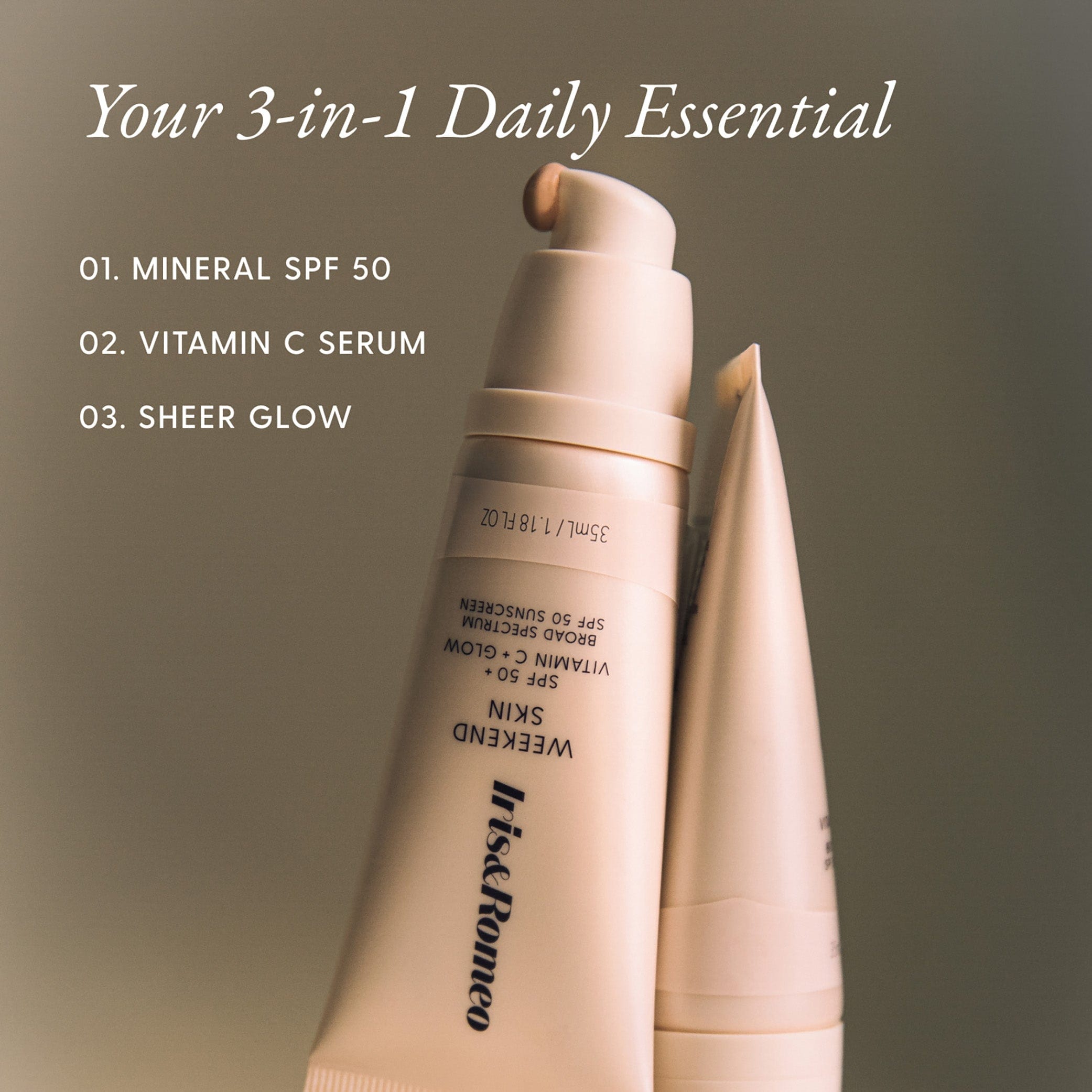 Weekend Skin SPF50 Tinted Sunscreen with Vitamin C | Iris&Romeo