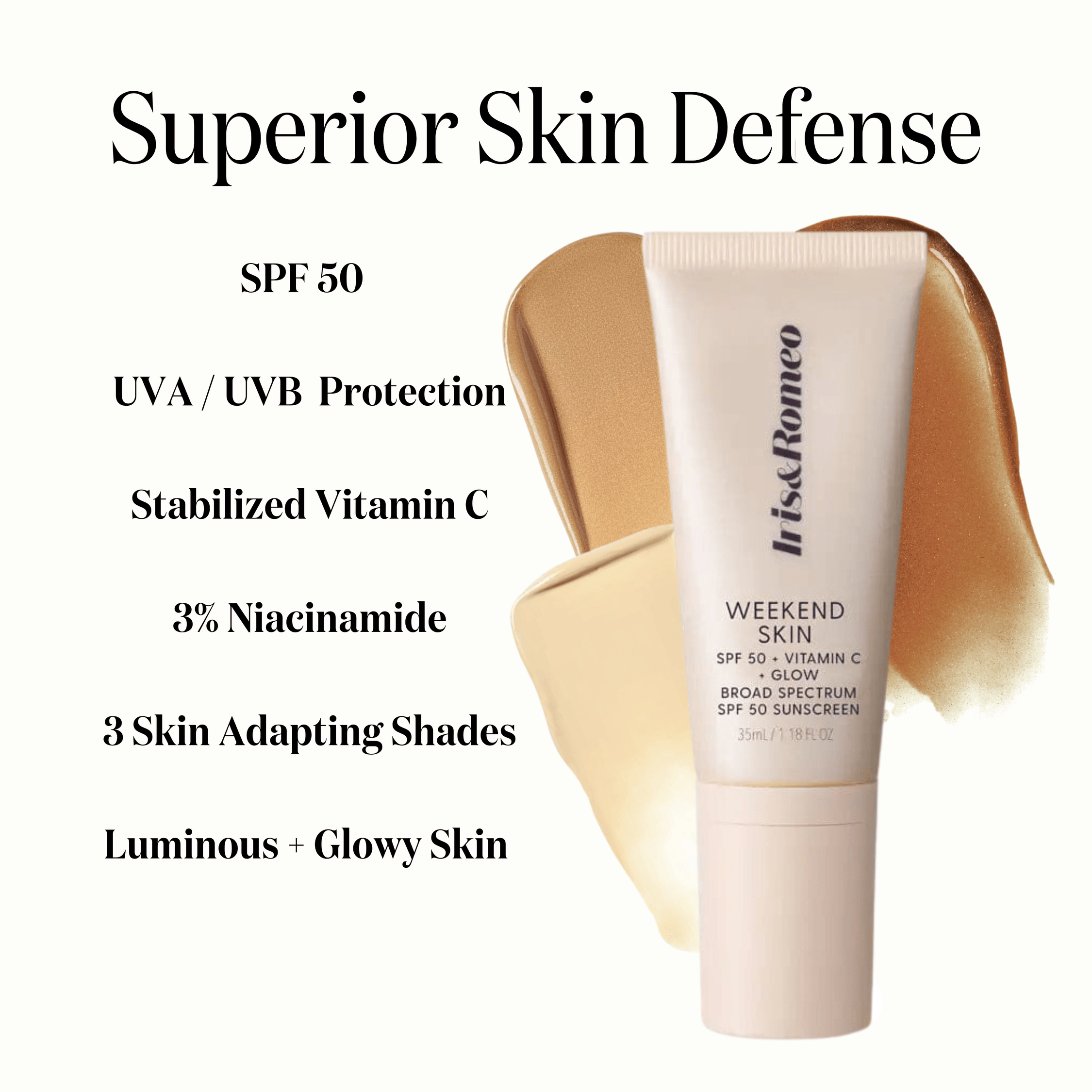 Weekend Skin SPF50 Tinted Sunscreen with Vitamin C | Iris&Romeo